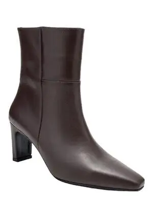 FOREVER & ALWAYS SHOES Kyoto Leather Block Heel Boot - Brown Leather