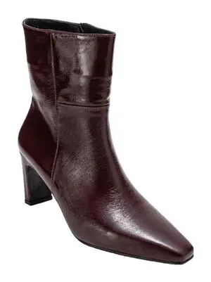 FOREVER & ALWAYS SHOES Kyoto Leather Block Heel Boot - Burgundy Patent Leather