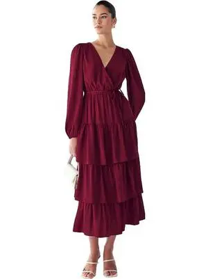 WILLA Koby Midi Dress - Burgundy