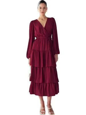 WILLA Koby Midi Dress - Burgundy