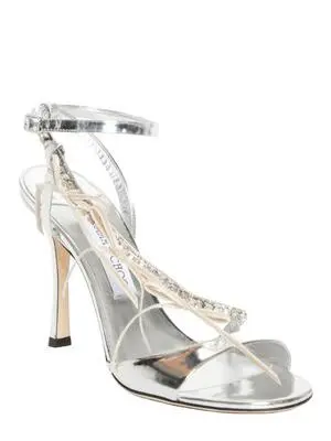 JIMMY CHOO Lula Ankle Strap Sandal - Silver/macaron