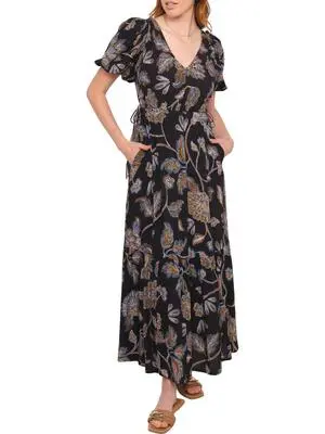 PETAL & PUP Loveen Print Maxi Dress - Black Floral