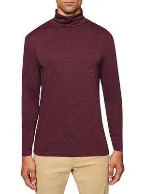 CON.STRUCT Solid Mock Neck Long Sleeve Shirt - Burgundy