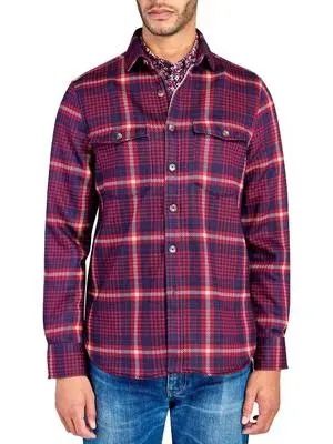 CON.STRUCT Slim Fit Plaid Shirt Jacket Burgundy