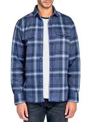 CON.STRUCT Slim Fit Plaid Shirt Jacket - Navy/green