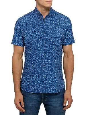 CON.STRUCT Dot Woven Short Sleeve Basic - Navy/coral