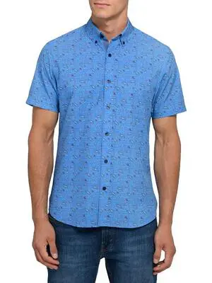 CON.STRUCT Paisley Woven Short Sleeve Basic - Med Blue