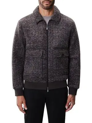 Robert Barakett Crue Tweed Bomber Jacket - Dark Brown
