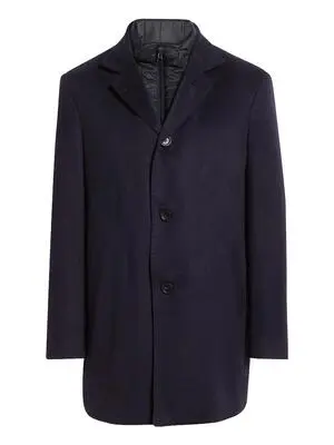 Zanella Felted Cashmere Overcoat With Removable Quilted Bib - Navy