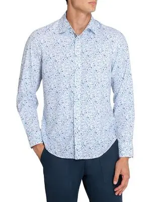 BROOKLYN BRIGADE Botanical Print Woven Long Sleeve Shirt - White/blue