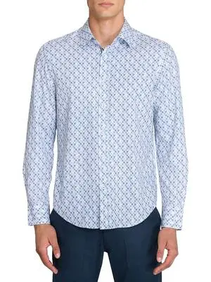 BROOKLYN BRIGADE Diamond Print Woven Long Sleeve Basic - White/blue