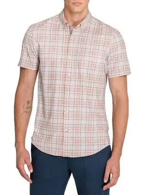 BROOKLYN BRIGADE Plaid Woven Short Sleeve Basic Tan