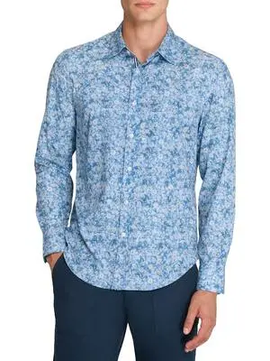 BROOKLYN BRIGADE Shadow Floral Print Woven Long Sleeve Basic - Dusty Blue
