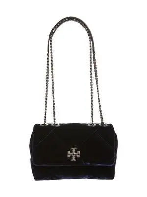 Tory Burch Kira Velvet Quilted Convertible Shoulder Bag - Perfect Navy