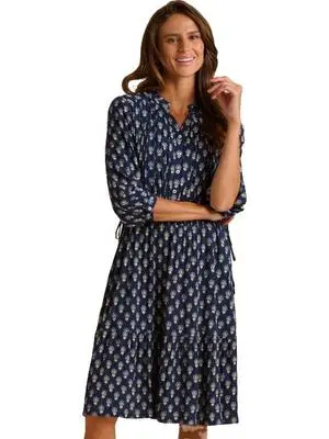 BRAKEBURN Alpine 3/4 Sleeve Dress - Navy