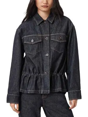 ALLSAINTS Denby Peplum Trucker Jacket - Raw Indigo Blue