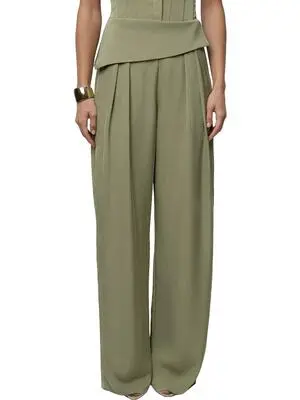 JLUXLABEL High Waist Wide-leg Pants - Green