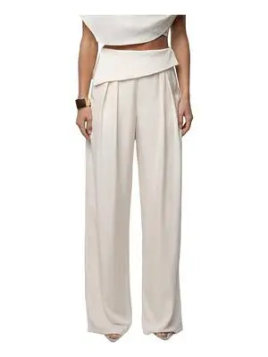 JLUXLABEL High Waist Wide-leg Pants - Ivory