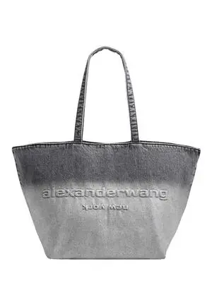 Alexander Wang Punch Dip Coated Denim Tote Light Grey Aged/silver