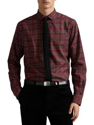 Polo Ralph Lauren Classic Fit Plaid Cotton Twill Button-up Shirt Red Green Multi