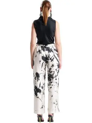 Natori Narasilk Twill Pull-on Pants - Black/white
