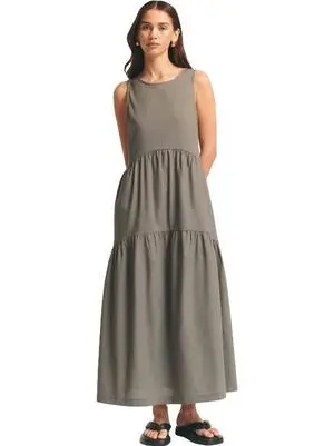 ST MRLO Remi Tiered Midi Dress - Eucalyptus