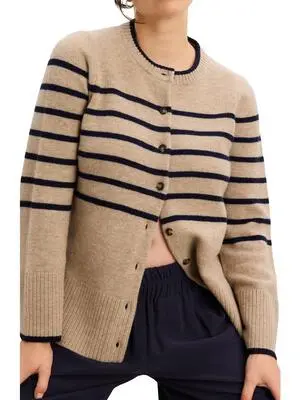 Hatch The Celine Contour Cardigan - Oat/navy