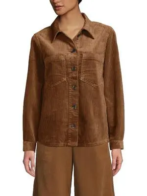 LANDS' END Wide Wale Corduroy Shirt Jacket - Maple Toffee