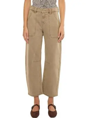 KANCAN Low Slung Barrel Jeans - Tan