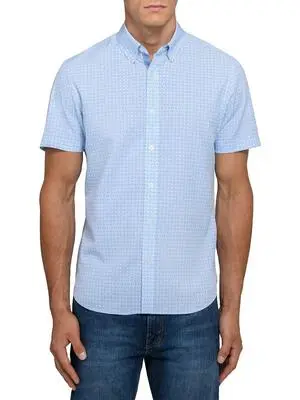 CON.STRUCT Round Checkered Woven Short Sleeve Basic - White/blue