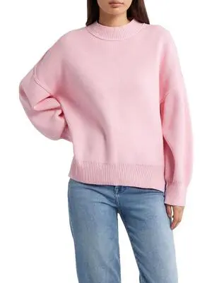 ALL IN FAVOR Oversized Ribbed Cotton-blend Sweater - Pink