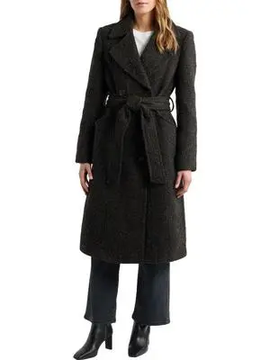 Bernardo Double-breasted Belted Coat - Brown