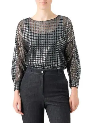 Akris Metallic Dot Semisheer Shirt - Brushed Steel
