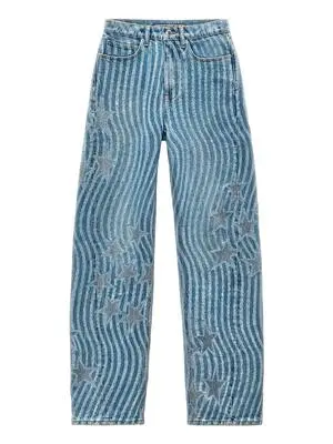 Alexander Wang Float Stars & Stripes Laser Print/hotfix Jean - Blue