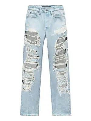 Alexander Wang Distressed Straight Leg Knit Jean - Blue