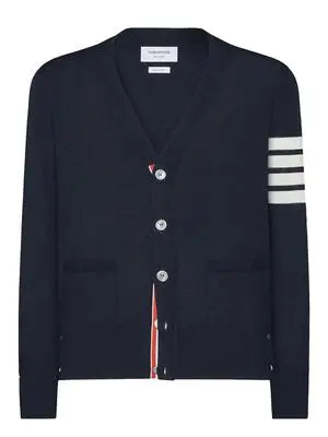 Thom Browne Classic V-neck Merino Wool Cardigan - Blue