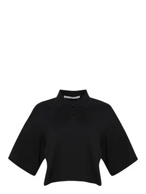 Alexander Wang Short-sleeve Cropped Polo T-shirt - Black