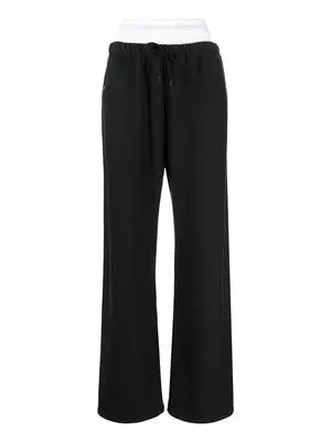Alexander Wang Logo Elastic Wide Leg Sweatpants - Black