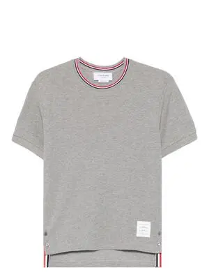 Thom Browne Short-sleeve Rwb Stripe Tee - Grey