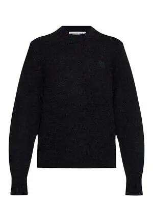 Alexander Wang Embroidered Logo Relaxed Crewneck Pullover - Black