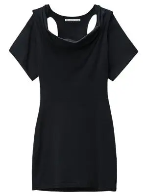Alexander Wang Deconstructed Cowl Neck Mini Dress - Black
