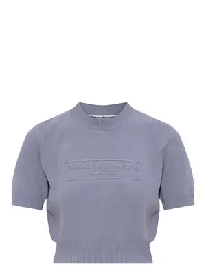 Alexander Wang Embossed Logo Ribbed Short-sleeve Tee - Purple