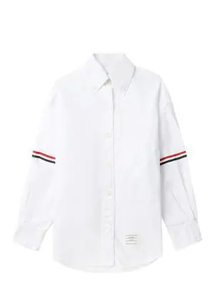 Thom Browne Oxford Shirt With Grosgrain Armbands - White