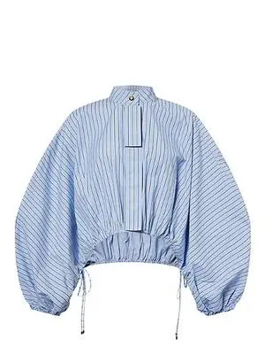Zimmermann Stripe Long-sleeve Woven Blouse - Hydrangea Stripe