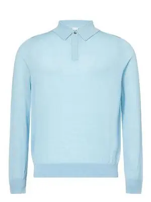 Paul Smith Signature-striped Long-sleeve Wool Polo Top - Blue