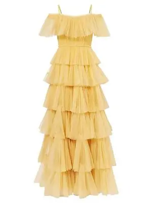 Huishan Zhang X Disney Gala Ruffled Gown - Yellow