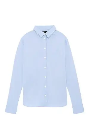 The Kooples Logo-embroidered Long-sleeve Cotton Shirt - Blue Sky