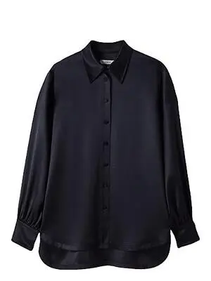 JOSEPH Long-sleeved Satin Blouse - Black