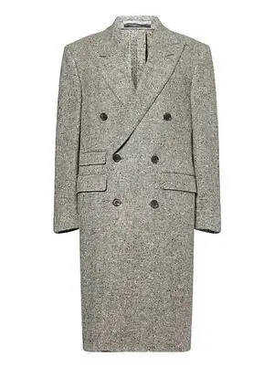 Dunhill Double-breasted Tweed Cashmere Overcoat - Oatmeal Grey