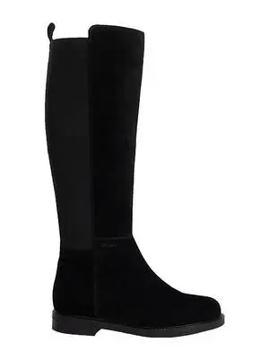 DUNE Suede Knee-high Boots - Black Suede